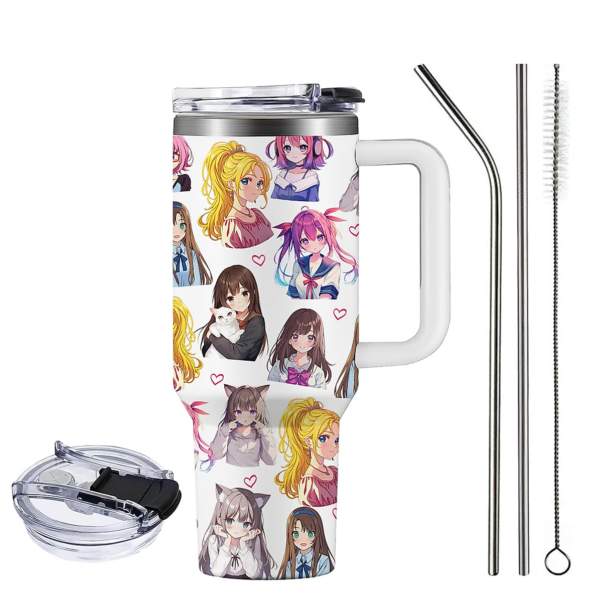 NIAXAUYT Anime Gifts for Women Girls, 40oz Just A Girl Who Really Loves Anime Tumbler With Handle, Birthday Gifts for Anime Lovers/Fans Girls Cup, Anime Themed Gifts Ideas for Teen Sister Friends Mug