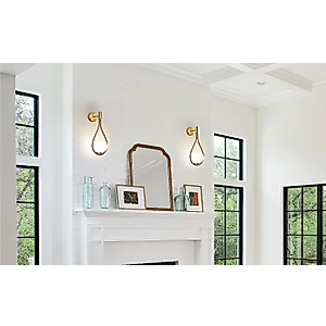 jengush Pack Wall Sconces/Wall Lights, Not Hardwired Brass Gold -White Glass Globe Wall Lamps, Wireless Light Fixture for Bedroom, Living Room, Bathroom, Hallway (GD)