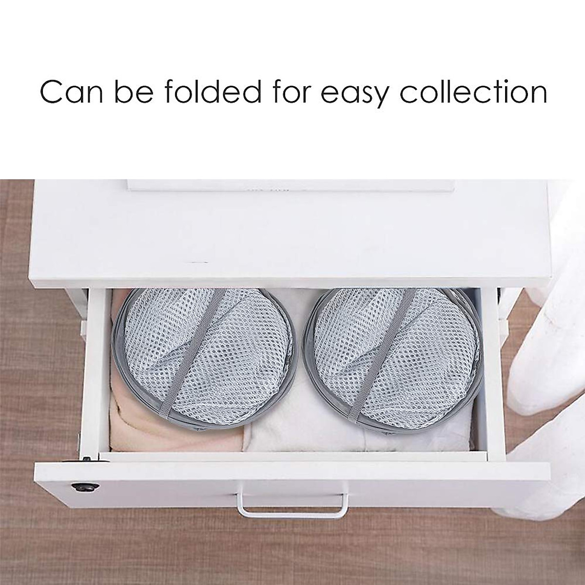WD&CD 2PCS Laundry Baskets Foldable Pop Up Mesh Washing Laundry Basket Bag Bin Hamper Toy Tidy Storage Organiser Organizer(Gray)