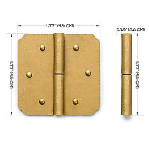 Hardware Philosophy Rounded Corner Brass Hinge 1.77 Inches - Set of 2 - Architectural, Interior Design, Doors, Furniture Cabinet Customization Hardware