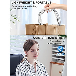 Portable Neck Fan Rechargeable 7000mAh, Bladeless 360° Airflow Cooling Neck Fan Cooler with Necksupport, Quiet Wearable Hands-Free Personal Fan, 4 Turbo, Display, Portable Fan for Hot Flashes/ Travel