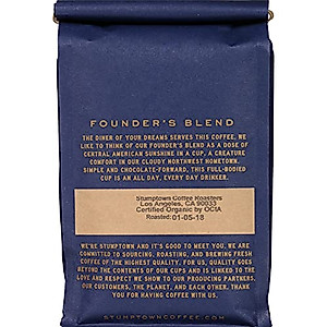Stumptown Coffee Roasters, Medium Roast Organic Whole Bean Coffee - Founder's Blend 12 Ounce Bag with Flavor Notes of Vanilla and Cocoa Powder