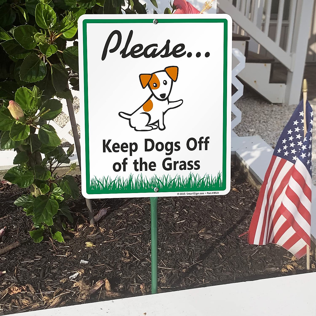 SmartSign 12 x 10 inch “Please Keep Dogs Off The Grass” LawnBoss Yard Sign with 3 foot Stake, 40 mil Laminated Rustproof Aluminum, Multicolor, Set of 1, Made in USA