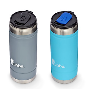 BUBBA BRANDS Trailblazer Tallboy Vacuum-Insulated Stainless Steel Tumbler with Spill-Proof Slider Lid, 18oz 2-Pack Beverage Bottle Keeps Drinks Cold for 12 Hours, Bass & Pool Blue