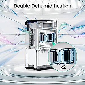Dehumidifiers for Home - Kitette Dual Semiconductor Dehumidifier for Bathroom Basement Up to 540 sq.ft with 60oz Watertank, Dehumidifier with 1.5m Drain Hose, Auto Defrost and Intelligent Humidity Control