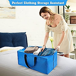 Heavy Duty Moving Bags, Extra Large Packing Bags with Strong Handles and Zippers, Compatible with Ikea Frakta Cart Storage Bags, for Camping, Christmas Decorations Storage Moving, Travelling, College Dorm. (Blue 8-Pack) (Blue, X-Large)
