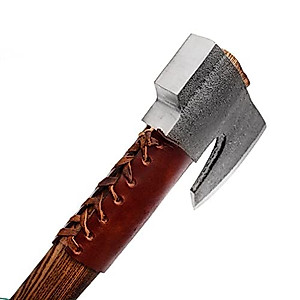 Qureshi Knife Handcrafted Carbon Steel Viking Axe – Gardening Axe - Quality Rosewood Handle Hatchet for Camping Tools - Sturdy 15 Overall Length with 5.3 Cutting Edge, Includes Leather Sheath