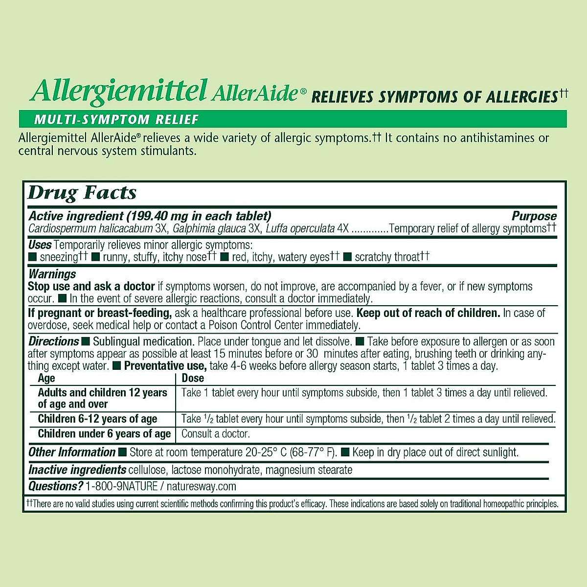 Nature's Way Boericke & Tafel Allergiemittel AllerAide, Allergy Relief††, 40 Tablets