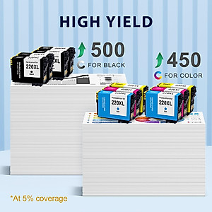 MYCARTRIDGE Remanufactured Ink Cartridge Replacement for Epson 220 220XL Work with Workforce WF-2630 WF-2650 WF-2660 WF-2760 WF-2750 XP-320 XP-420 (Black, Cyan, Magenta, Yellow, 10-Pack)