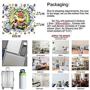 QZHONTH New Game Mario Flies Off The Wall 3D Break Stickers for Living Room Kids Decor Boys Girl Gift Bedroom Poster Mural Wallpaper Removable PVC (23'' x 25''), Red1, 23'' 35'' (202111015)