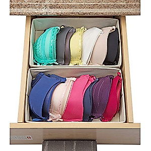 Simplify Drawer Organizer, Good for Socks, Bras, Ties, Cami’s, Baby Clothes & Accessories, Rectangle - 2 Pack, Beige