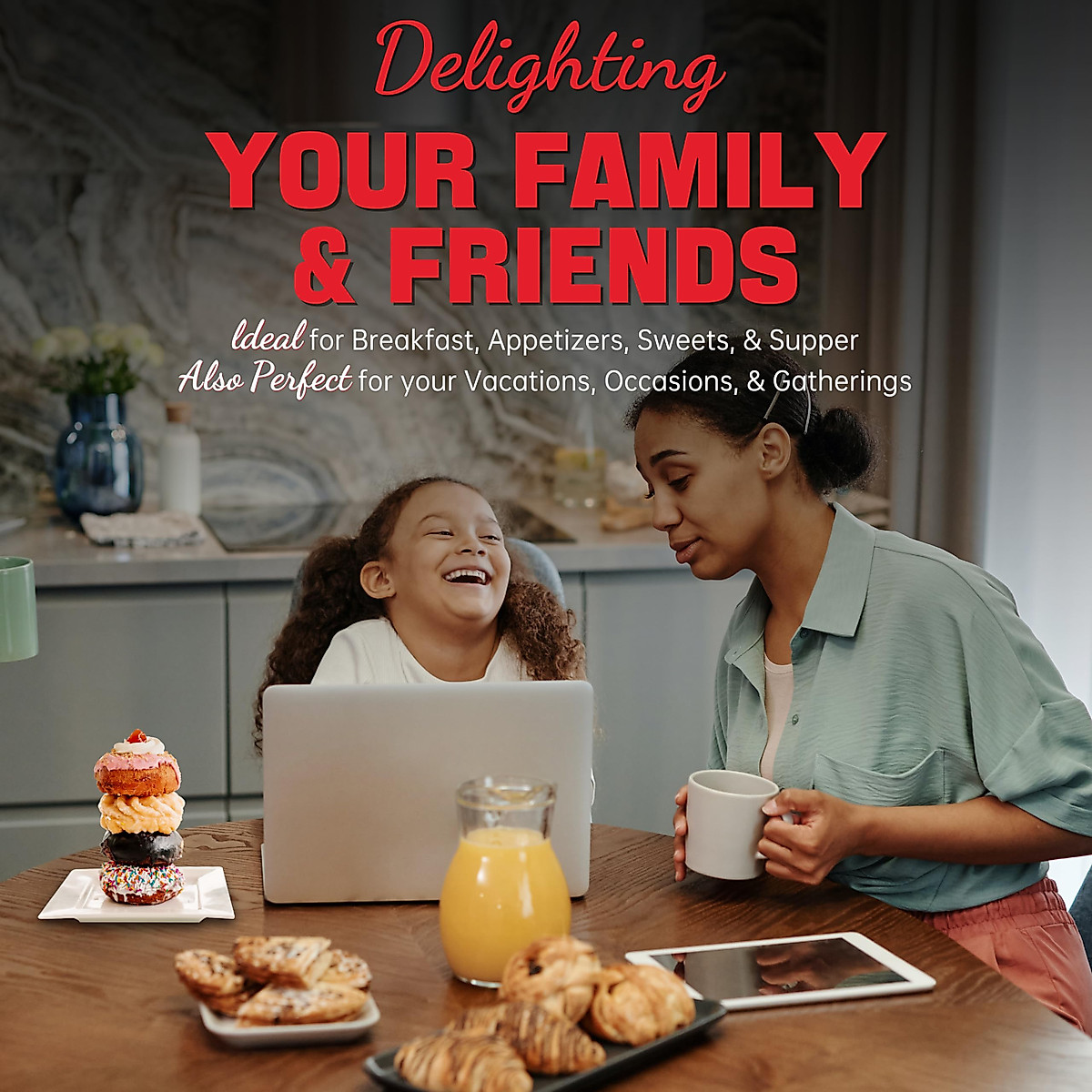 SugarWhisk Mini Donut Maker Machine, Electric Mini Bundt Cake Pan, Bake 6 Bundt Doughnuts with 3 Shapes, Excellent for Breakfast, Snacks, Desserts & More