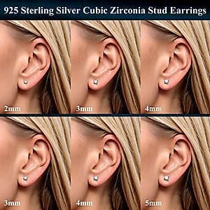 ZELORES 3 Pairs 20G CZ Stud Earrings Flatback 925 Sterling Silver Tragus Cartilage Stud Earrings Set Tiny CZ Stud Flat Back Earrings for Women Men (Silver-2/3/4mm)
