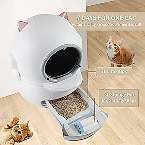 Self Cleaning Cat Litter Box, Automatic Cat Litter Box, Infrared Sensor Cat Litter Box, Safety Protection, Odor Removal with Mat for Multiple Cats