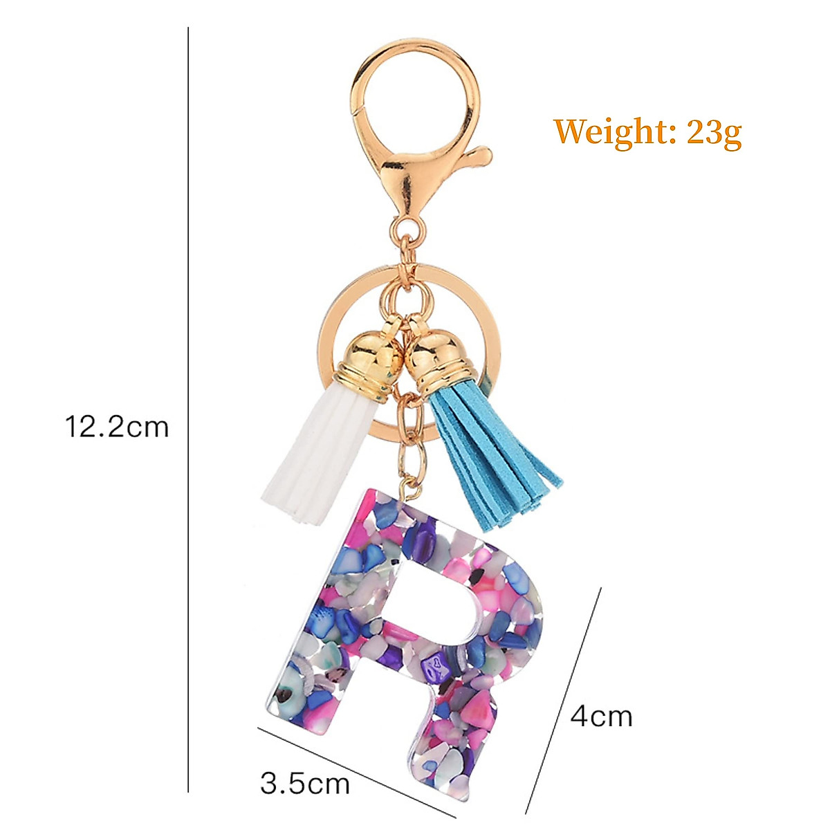 Fario Alphabet Initial Letter A-Z Keychains for Women Tassel Pendant Key Ring for Purse Handbags Women Girl (K)