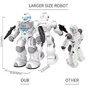 Masefu Dance RC Robot Toy, Larger Remote Control Robot for Kid Programmable Gesture Sensing Fighting Robot, USB Charging Tech Sing Walk Shoot Robot with Light Music, Gift for Boys Girls 4+ Years