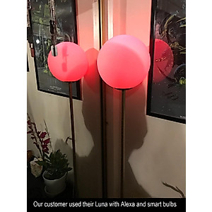 Brightech Globe Floor Lamp Set of 2 - Luna and Sphere Frosted Glass Standing Lamps for Bedroom - Mid-Century Modern Contemporary LED Floor Lamps, Tall Lamp for Living Rooms - Gold/Antique Brass