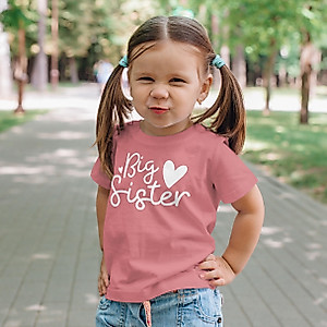Olive Loves Apple Cursive Big Sister Hearts Sibling Reveal T-Shirt for Baby and Toddler Girls Sibling Outfits Mauve Shirt