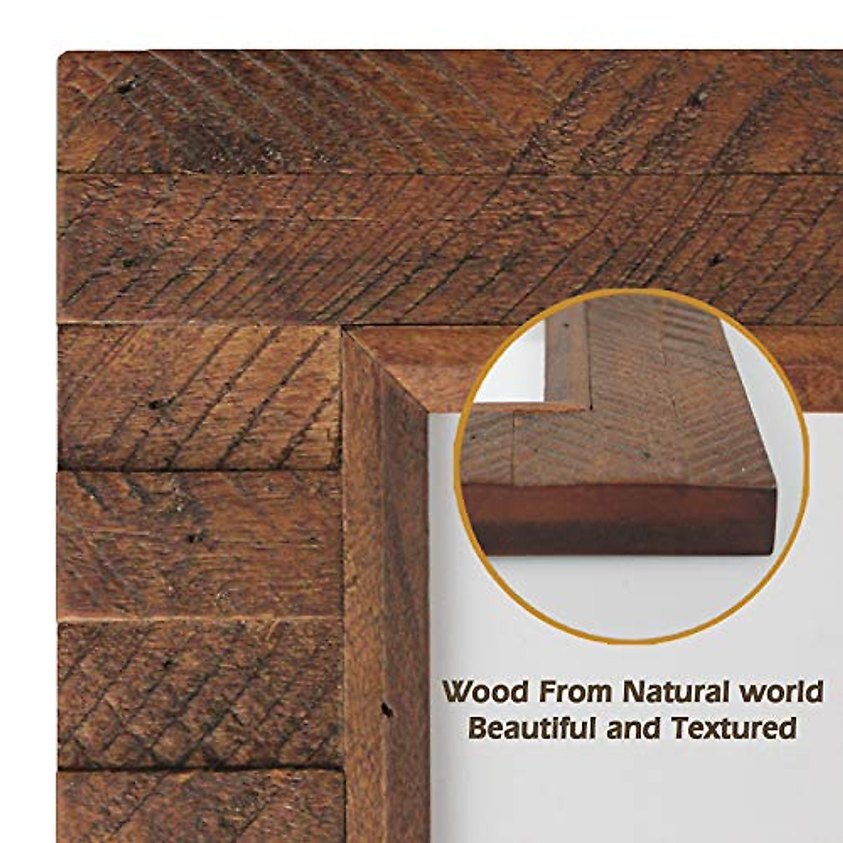 Eosglac Wooden Picture Frame 8x10 inch, Wood Plank Design with Rustic Brown Finish, Wall Mounting or Tabletop Display, Handmade Photo Frame
