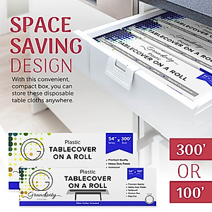 Grandipity Plastic Tablecloth Roll - 54" x100' Black Plastic Table Cloths for Parties Disposable with Cutter Box - Cut to Size Disposable Tablecloth Plastic Table Cover for Rectangle & Round