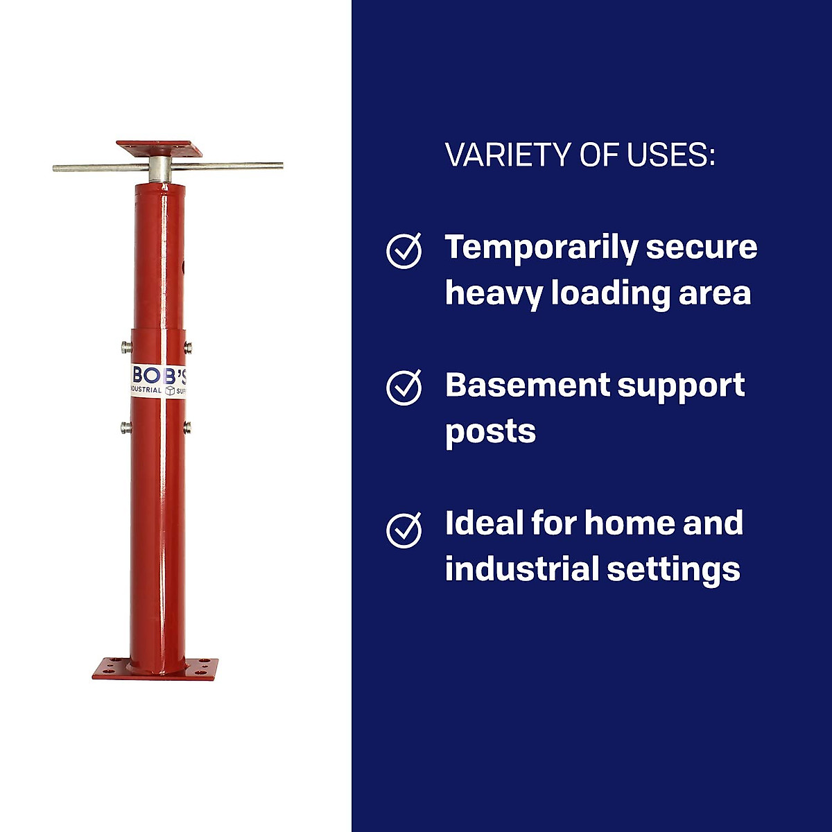 BISupply Basement Floor Jack 19” - 36” Adjustable Support Beam House Jack Post - Floor lifting Joist Beam Brace for Cellar Ceiling 9700 lbs Max Capacity Screw Pole Jack