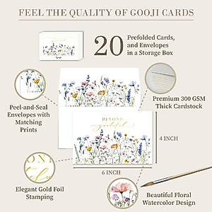 Gooji 4x6 Meadow Bloom Beyond Grateful Thank You Cards, Bridal Shower Thank You Cards, Wedding, Baby Shower, Birthday, Baptism, Small Business (Bulk 20 Pack) Watercolor Flower Design