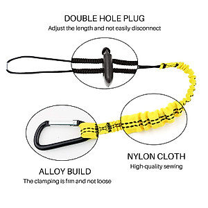 Tool Lanyard, Safety Tool Leash Retractable Bungee Cord with Carabiner Clip and Adjustable Loop End, Quick Release Shock Absorbing, 15 Ib Working Limit Fall Protection Equipment (5, 23.5 Inch（Short）)