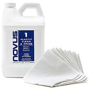 NOVUS Plastic Polish with 10ct Polish Mates Pack | Plastic Clean & Shine #1 | 64 Ounce Refill Jug