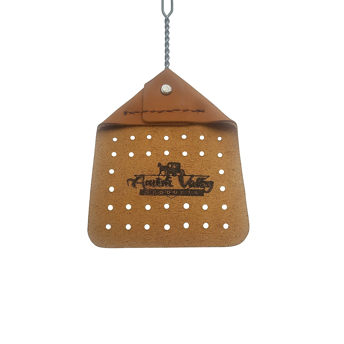 Amish Valley Products Leather Fly Swatter Handcrafted Wire Handle Flyswatter Choice of Color (Brown)
