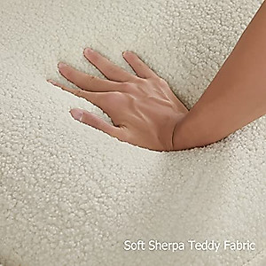 Aoowow Teddy Fabric Sofas and Couches 78 Inches Long, Mid Century Modern Couch Tufted Back Sofa with 2 Throw Pillows, Armrest and Wooden Legs for Living Room, Apartment, Bedroom (Beige)