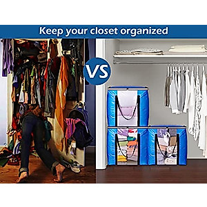 MISSLO Waterproof Large Blanket Storage 106L Heavy Duty Moving Bags with Zippers and Reinforced Handles for Comforter, Pillow, bedding, Quilt, Duvet, Carrying, Travelling, College Dorm, Clothes Organizer Pack Supplies 3 Packs