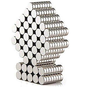 DIYMAG 300 PCS Small Refrigerator Premium Brushed Nickel Fridge, Office Magnets, 6x2 mm
