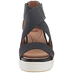 Dr. Scholl's Shoes Women's Sheena Wedge Sandal, Black Smooth Perforated, 8 M US