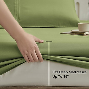 JELLYMONI Full Sheet Set - Avocado Green Soft Polyester Microfiber Sheets for Full Size Bed, Deep Pocket Up to 16", 4 Pieces Silky Bedding Sheets & Pillowcases
