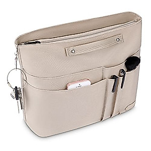 HyFanStr Purse Organizer Insert for Handbags,Tote Bag, Zipper Bag for Women with 15 Pockets, Beige