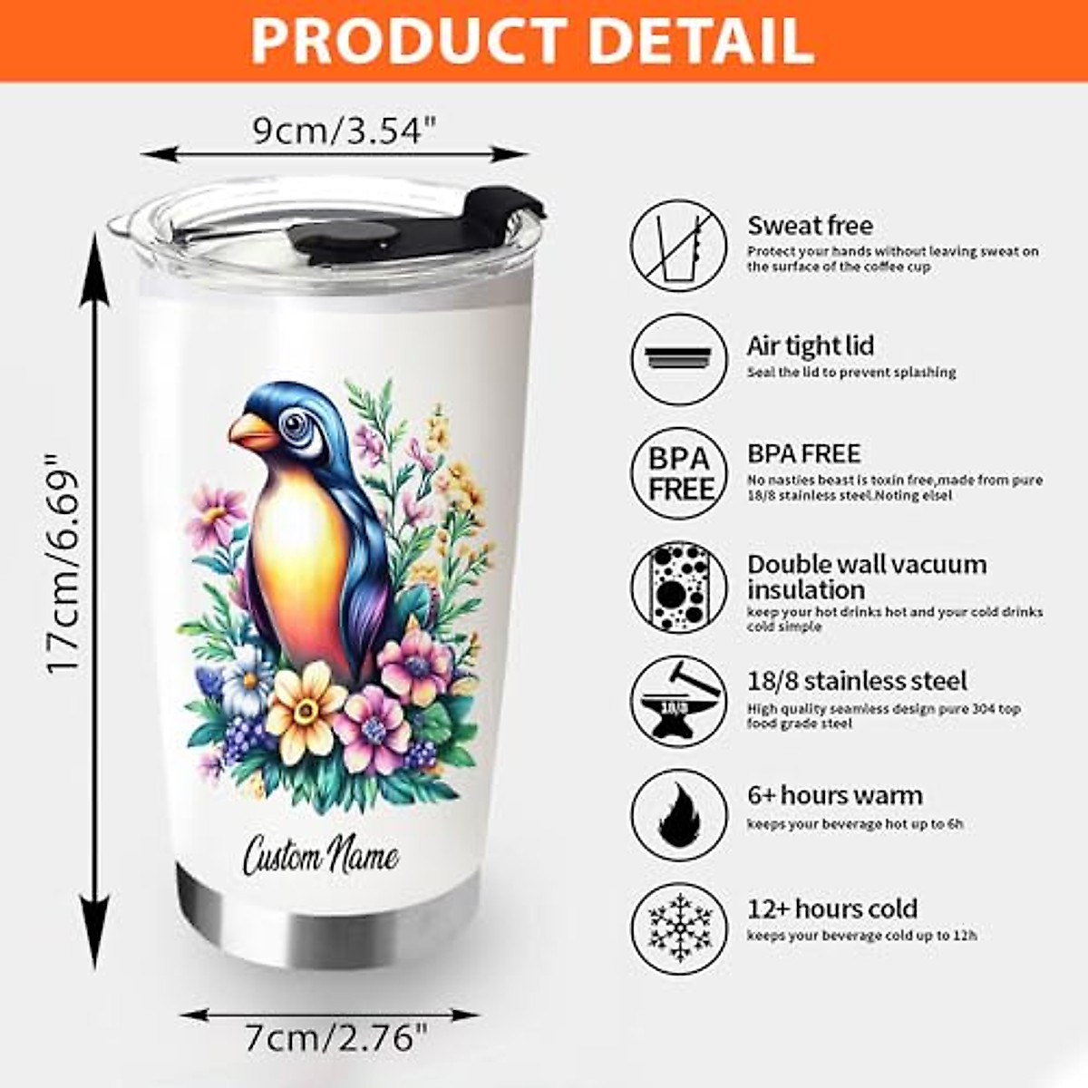 Penguin Gifts, Personalized Tumbler with Penguin Animal’s Name – Custom Cup for Animal Lovers, Gift for Women, Men, Boys, Girls, Gift for Birthdays & Christmas, 20oz Steel Coffee Cup xxuXqZ