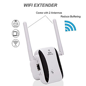Booster WiFi Range Extender, WiFi Repeater Up to 300 Mbps, Internet Signal Booster 2.4G Network with Integrated Antennas LAN Port, Wireless Router Signal Booster Amplifier Supports Repeater/AP