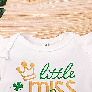 St.Patrick 's Day Newborn Baby Girl Short Sleeve Round Neck Romper Tops+Dots Tutu Tulle Skirt+Headband 3pcs Clothes Set (Green, 0-3 Months)