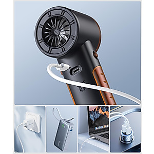 HonHey Portable Handheld Fan Mini Turbo Fan with Adjustable 1-100 Speeds, 4000mAh Battery Operated Fan, Digital Display, High Speed Personal Fan for Travel Climbing Commute Wedding Office (Black)