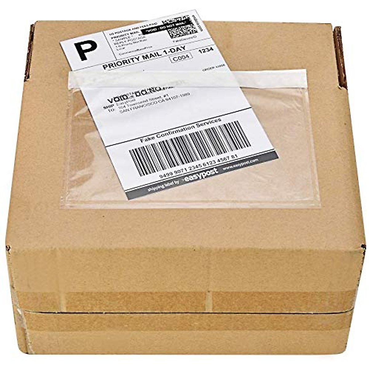 100 Pack 7.5" x 5.5" Clear Self-Adhesive Top Loading Packing List/Shipping Label Envelopes Pouches