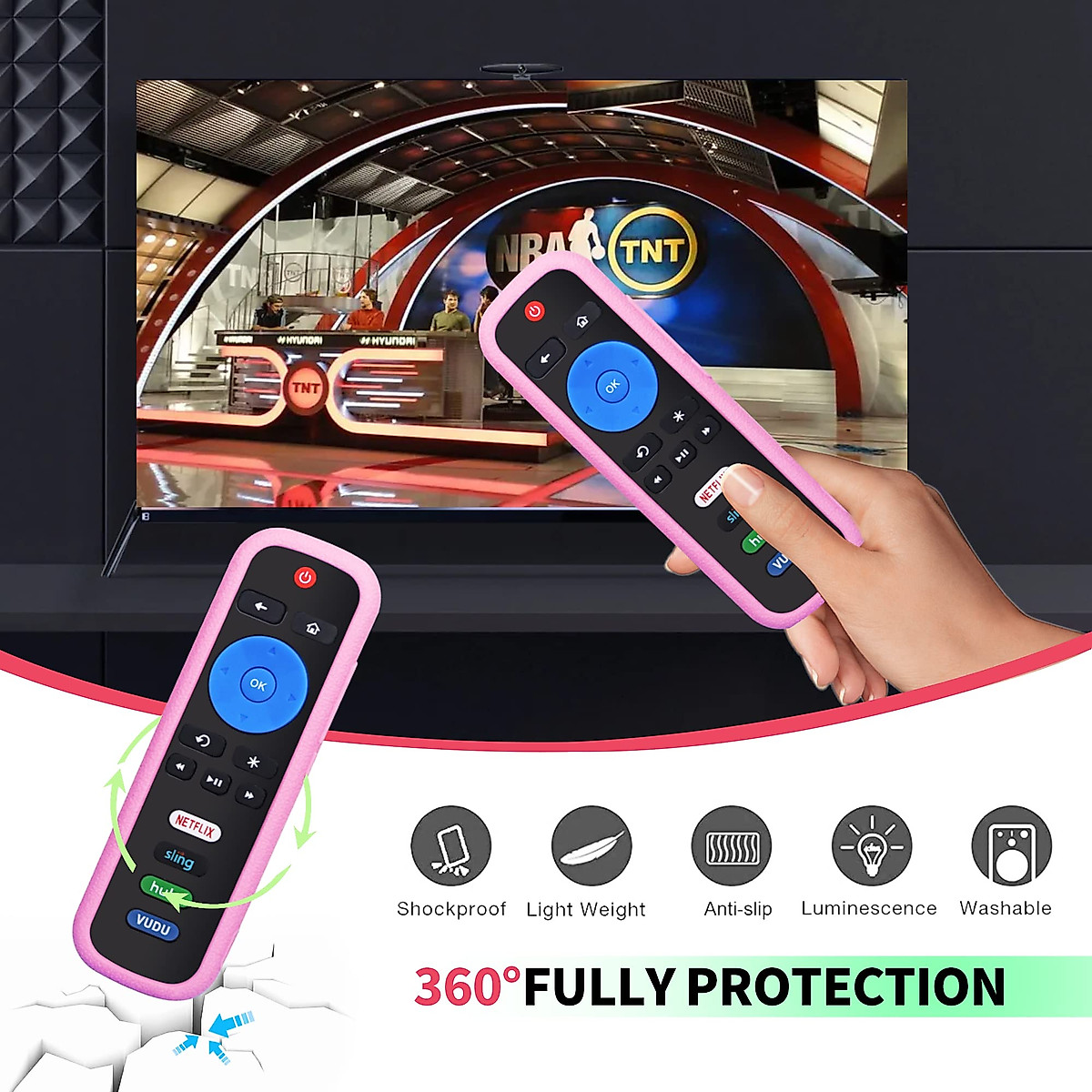 4 Pack Remote Case for Roku,Glowing Remote Cover, Remote Cover Battery Cover for Roku Voice Remote Official, Silicone Universal Protective Sleeve