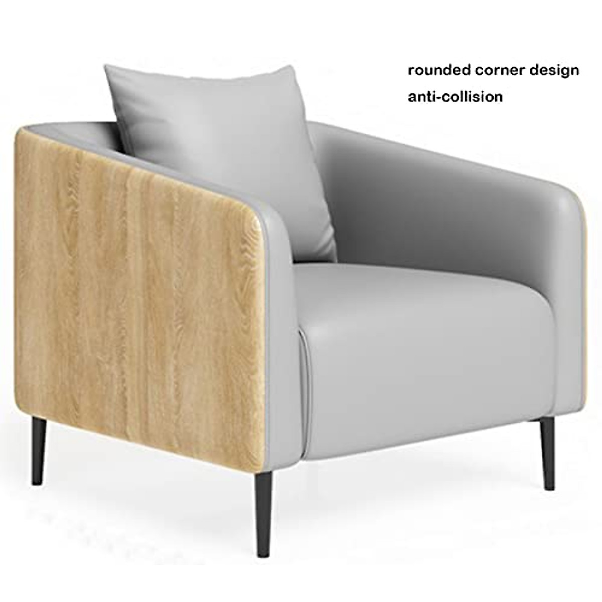 Sofa Couch Faux Leather Living Room Sofa with Throw Pillows Breathable Fabric Sofa Couch Carbon Steel Support Legs High Density High Rebound Sponge Cushions for Living Room Office