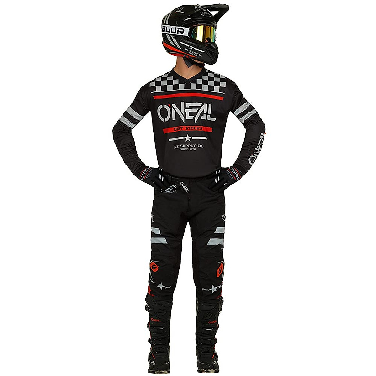 MX Outfit O'Neal Element Squadron Black Kids/Youth (12/14 (26)/Large) Protective Pants Jersey bundle motocross dirt bike set