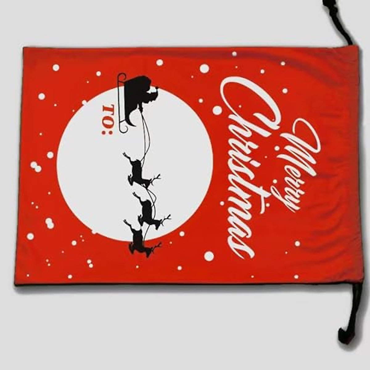 ulafbwur Hand Washable Santa Bag Reusable with Reindeer Sleigh Design Large 70x50cm Size Heavy Duty Cotton Material Festive Drawstring for Red