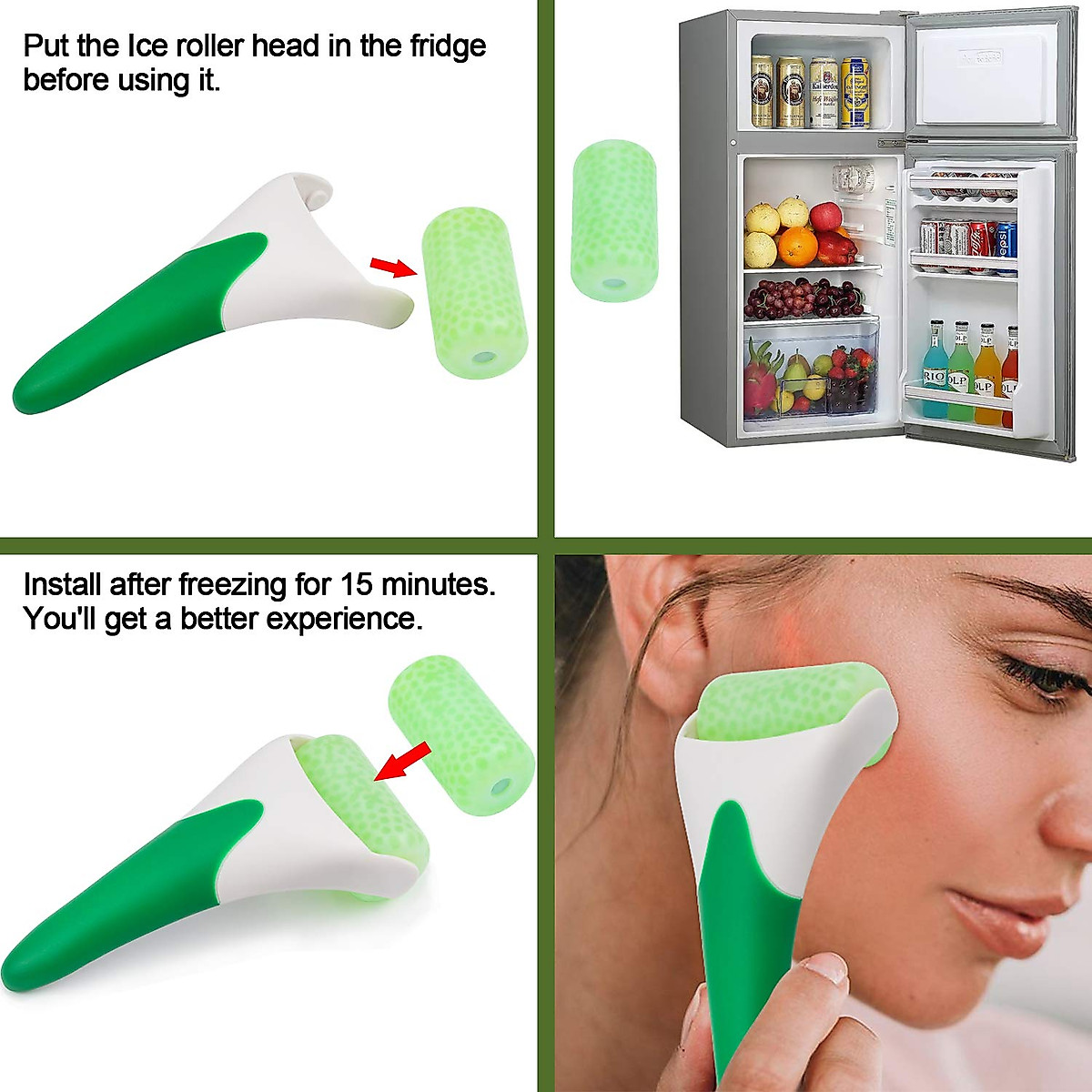 EAONE Ice Roller for Face, Face & Eye Roller for Puffiness Migraine Pain Relief with Jade Roller Gua Sha Facial Self Care Tools Face Massage Skincare Gifts for Women