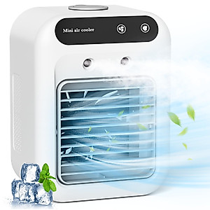 Portable Air Conditioners, Tusivo Cooling Fan Mini Air Conditioner with 2 Cool Mist & Speeds, Personal Air Conditioner Evaporative Air Cooler Fan Small AC Unit for Desk Bedroom Office Camping