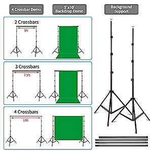 ShowMaven Backdrop Stand, 6.4ft x 10ft Adjustable Photo Background Stand with Carry Bag for Photography Photo Video Studio, Baby Shower, Birthday Party (6.4ftx10ft)