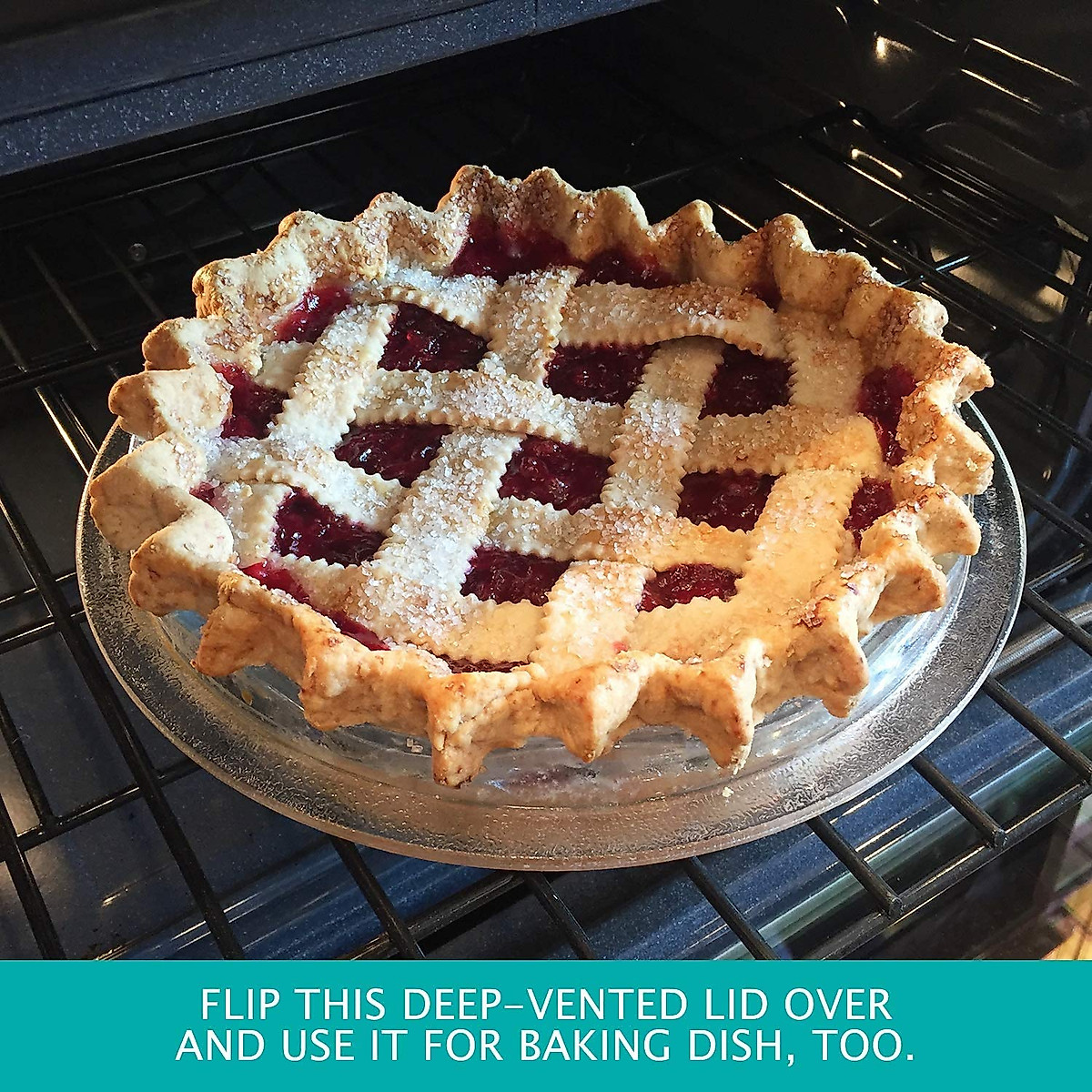 Cuchina Safe 2-in-1 Cover ‘n Cook Vented Glass Microwave Plate Cover and Baking Dish; Easy to Grip for Baking and Serving