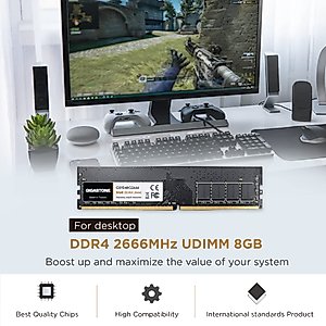 【DDR4 RAM】 GIGASTONE 16GB Kit (2x8GB) DDR4 2666MHz (2400MHz or 2133MHz) PC4-21300 (PC4-19200/17000) CL19 1.2V UDIMM 288 Pin Unbuffered Non ECC High Performance PC Desktop Memory Upgrade