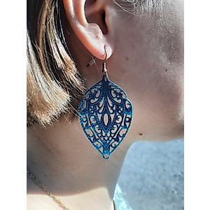 Patina Copper-Tone Metal Filigree Dangle Earrings